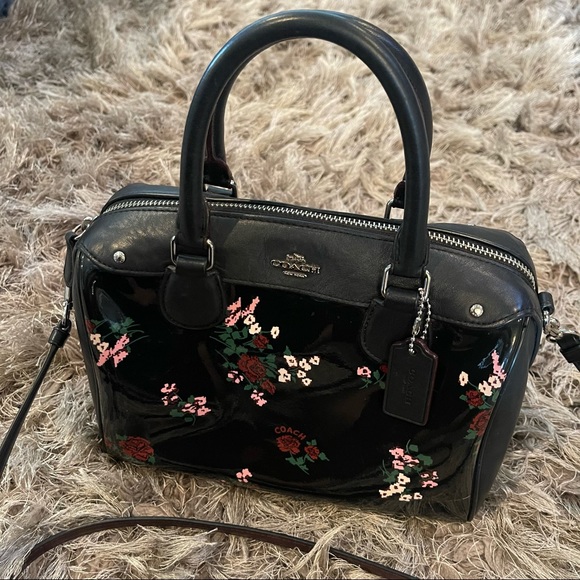 Coach | Bags | Coach Black Mini Bennet Satchel Floral Print Bag | Poshmark